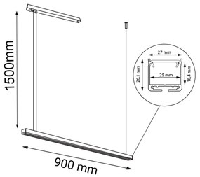 Shilo 1952 - LED Lustr na lanku HANAWA LED/32W/230V 3000K CRI 90 černá
