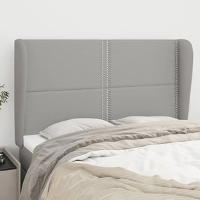 Čelo postele typu ušák světle šedé 147x23x118/128 cm textil 3117814