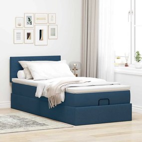 Osmanský postel s matrací modrá 90x200 cm textil 3311351