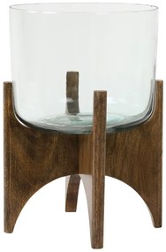 Skleněná váza/svícen na dřevěné noze Jace - Ø31*43 cm