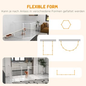 PawHut ohrádka pro štěňata, výška 90 cm, zábrana, 8 panelů, skládací, volný výběh pro psy