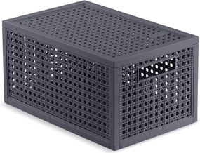 Tmavě šedý úložný box s víkem z recyklovaného plastu 19x30x15 cm Kaya – Curver