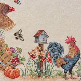 GOBELÍNOVÝ UBRUS FOWL 100X100 CM VZOROVANÁ