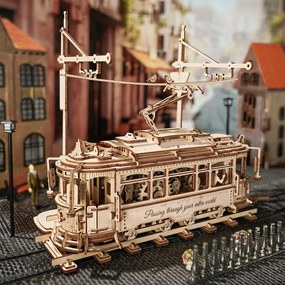 RoboTime 3D dřevěná mechanická skládačka Tramvaj