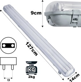 SADA 4 LED garážových lamp, 120cm prémiové hermetické svítidlo + LED trubice