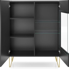 PSK Vitrínová skříň HOPE, Černá/Marmur Black Royal 97 cm