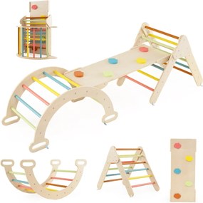 Costway 4 v 1 Lezecký trojúhelník se skluzavkou a šplhacím obloukem