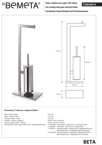 Bemeta Design BETA: Stojan s držákem toaletního papíru a WC štětkou -