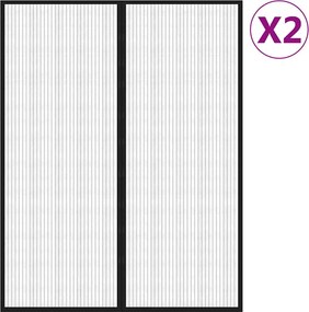 Závěsy do dveří proti hmyzu 2 ks s magnety černé 230 x 160 cm 314690