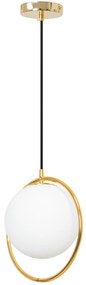 Toolight, Stropní lampa visící skleněná koule 1xE27 APP430-1CP, zlatá-bílá, OSW-01560