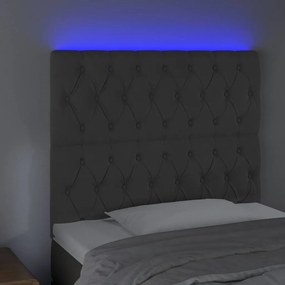 Čelo postele s LED tmavě šedé 90x7x118/128 cm samet 3122797