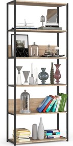 Kovový regál Loft 80 cm černá/dub sonoma