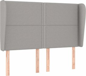 Čelo postele typu ušák světle šedé 147x23x118/128 cm textil 3117814