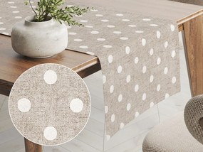 Biante Dekorační běhoun na stůl Porto PRT-019 Bílé puntíky na béžovém režném 20x120 cm