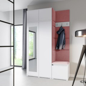Eka Předsíňová stěna s čalouněnými panely Trinity 20 - Bílá / Tmavá růžová 2323