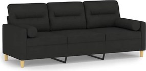 3místná pohovka s polštáři černá 180 cm textil 3200833