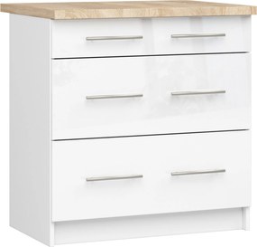 Kuchyňská skříňka Olivia S80 3SZ bílá/bílý lesk