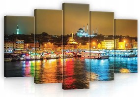 Obraz 100x60 Noční město světla odraz panorama večer Istanbul mešita