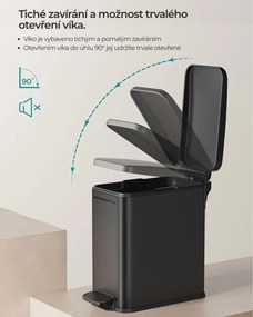Koupelnový odpadkový koš NORD, 5 l, černý SongmicsHome