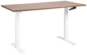 Manuálně nastavitelný psací stůl 160 x 72 cm tmavé dřevo/bílý DESTINES Beliani