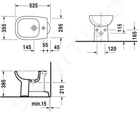 DURAVIT - D-Code Stojící bidet, bílá (22371000002)