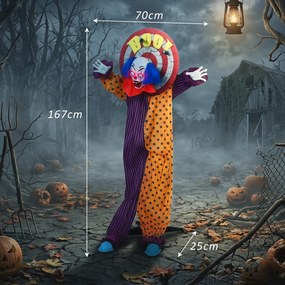 HOMCOM 167 cm životní velikost animovaná halloween klaun dekorace s aktivací zvukem a dotykem