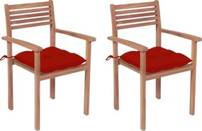 vidaXL Zahradní židle 2 ks podušky masivní teak [3062283] Barva: Červená