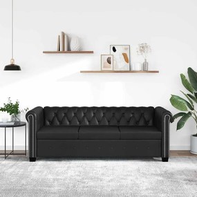 Chesterfield 3místná sedačka umělá kůže černá 242370