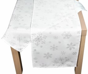 Ubrus gobelinový vánoční, Stříbrné Vločky, bílý 120 x 155 cm