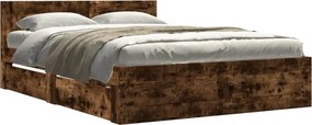 Rám postele s čelem kouřový dub 120 x 200 cm kompozitní dřevo 3295573