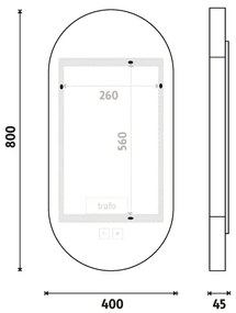 Nimco Bílé LED zrcadlo 400x800 se dvěma dotykovými senzory - ZPB 32002LVX-05