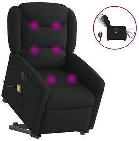 Elektrické zvedací masážní polohovací křeslo černé textil 3303226