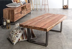 Černý/v přírodní barvě konferenční stolek s deskou z akácie 70x120 cm Elmer – Bizzotto