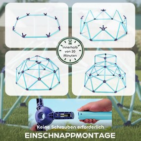 Lezecká kopule Ø182,5 cm Vodotěsná kopule pro děti do 90 kg, odolná proti UV záření, pro děti od 3 do 8 let Modrý plast