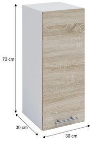 Horní kuchyňská skříňka W30/720 Flor (dub sonoma + bílá). 1014763