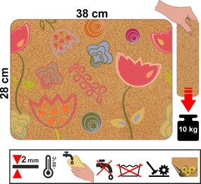 PokojovaDekorace.cz, Korkové prostírání s potiskem - 539, kytky, 38x28 cm, 1 ks