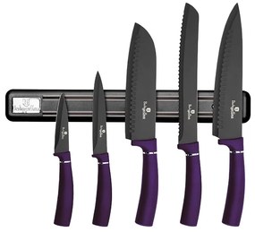 BERLINGERHAUS Sada nožů s magnetickým držákem 6 ks Purple Metallic Line BH-2681