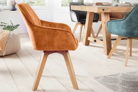 Designová otočná židle Gaura tmavě - hořčicový samet