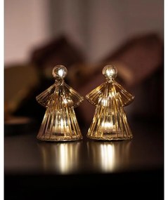 LED svítící anděl skleněný, zlatý, na baterky 10 cm, 2 kusy, 2× CR2032