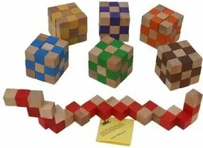 Česká dřevěná hračka Dřevěný hlavolam kostka hnědá / od 3 let