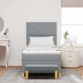 Postel s boxspringem s čelo Světle šedá 200 x 100 cm textil 3344352