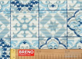 Breno Koupelnová pěnová předložka SOFTY-TEX 79828.5 modré dlaždice, šíře 65 cm, Modrá/Vícebarevné
