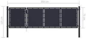 vidaXL Marketos Zahradní brána ocelová 350 x 75 cm antracitová