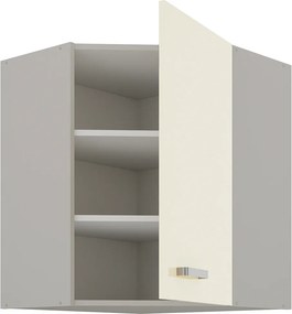 KARMEN | horní kuchyňská skříňka 60x60 GN-72 1F (45°) rohová s policemi | 60x60 cm | světle šedá/krémová lesk