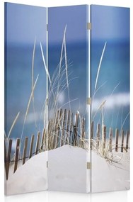 Ozdobný paraván Duny na mořské pláži - 110x170 cm, třídílný, obustranný paraván 360°