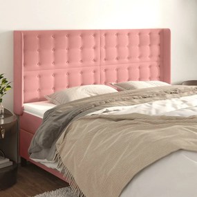 Čelo postele typu ušák růžové 183x16x118/128 cm samet 3120079