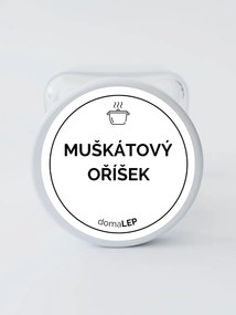 Samolepka na kořenky MUŠKÁTOVÝ OŘÍŠEK bílá 5 cm tučné písmo