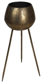Zlatý kovový stolek Koenraad na květiny s patinou – 24x69 cm