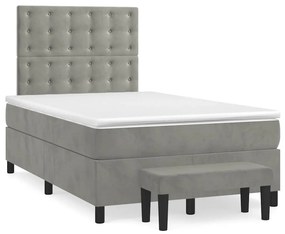 Box spring postel s matrací světle šedá 120x190 cm samet 3270493