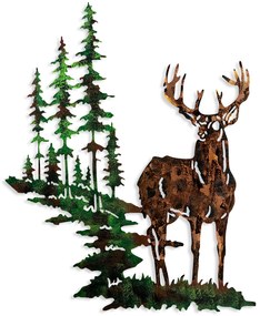 Wallexpert Dekorativní kovový nástěnný doplněk Deer 2, Vícebarevná